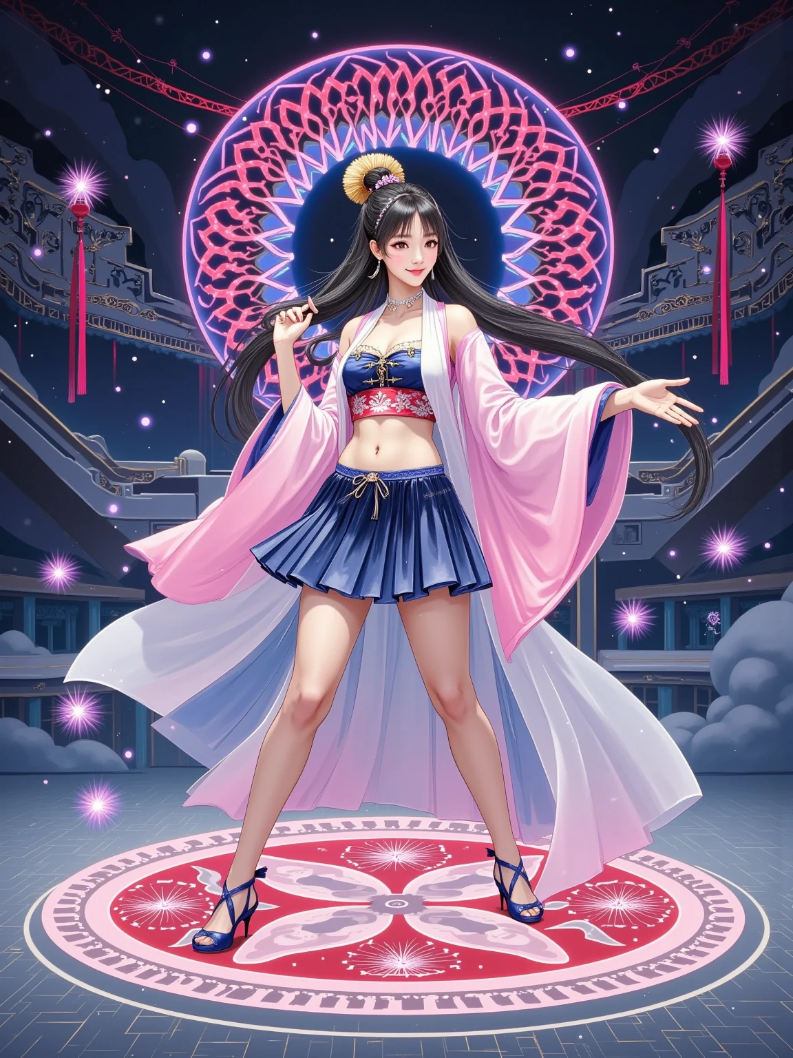 1girl ， super detailed，Traditional Hanfu，mini skirt， One-Third View ...