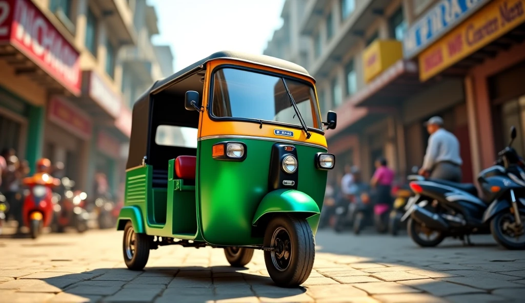 Bajaj auto rickshaw green color backstreet site bilkul samne honi ...