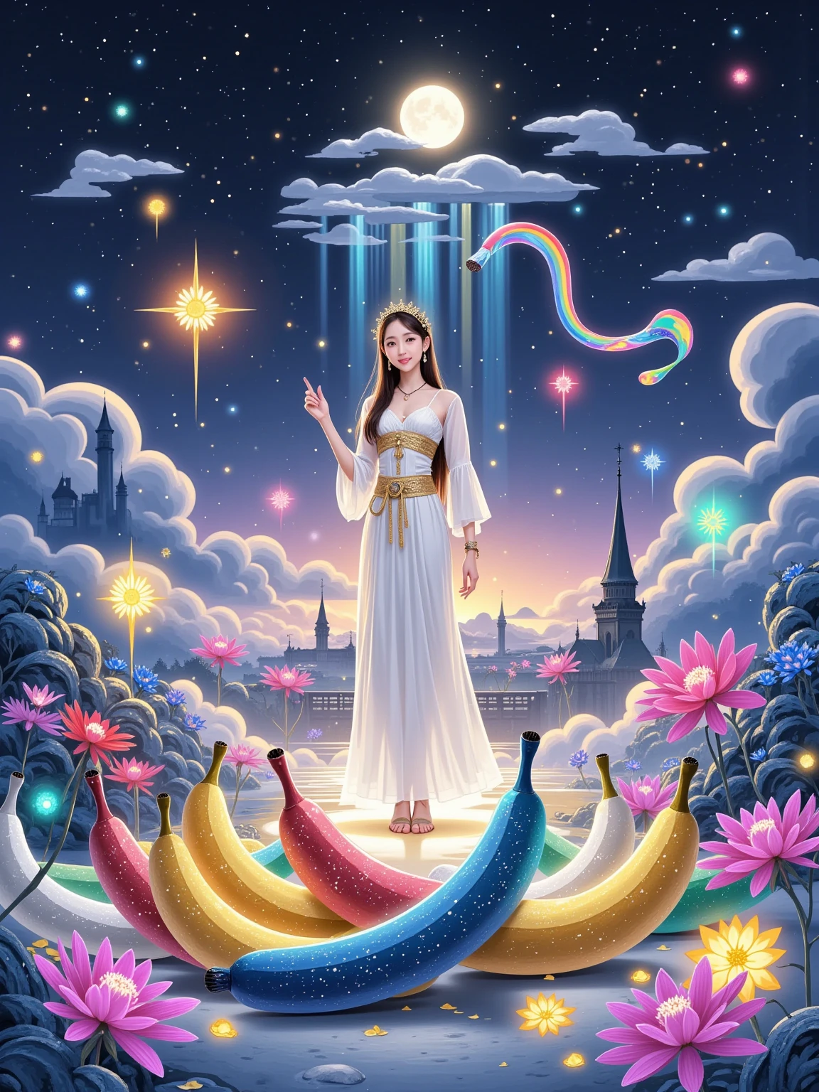 Depicts a magical dreamland,very long whot, This is an absurdly fairy ...