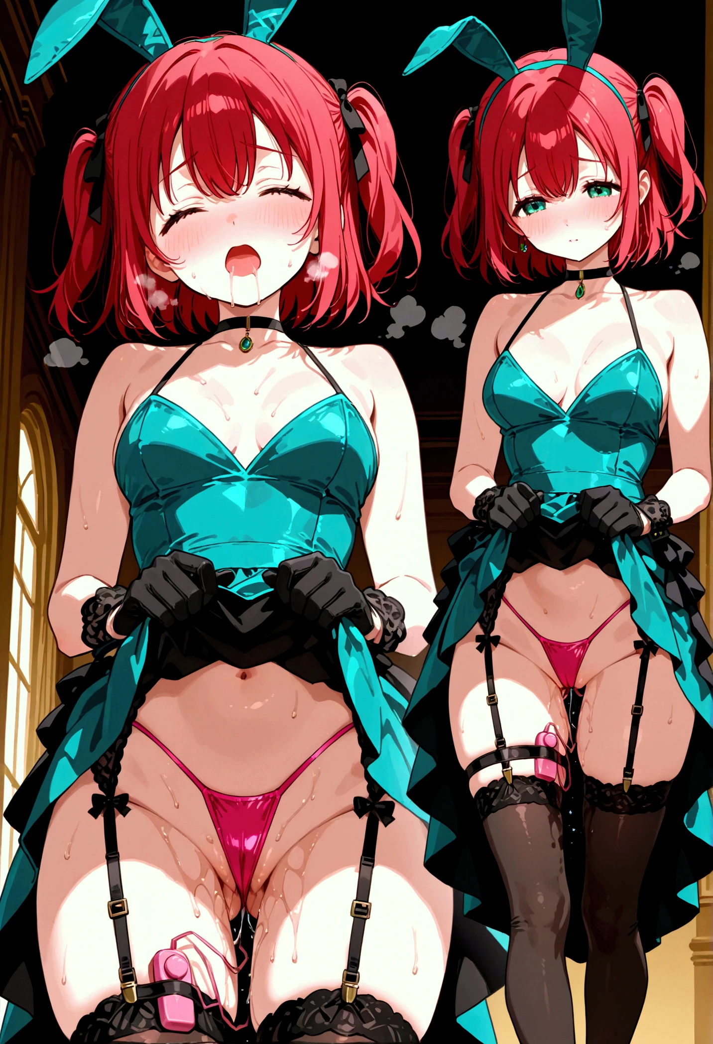 Kurosawa Ruby、 short hair、bangs、( Green Eyes:1.3)、 Red Hair - SeaArt AI