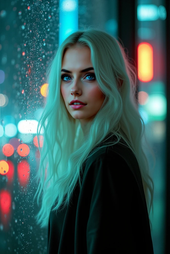 A beautiful Instagram model with long white hair and green eyes ...
