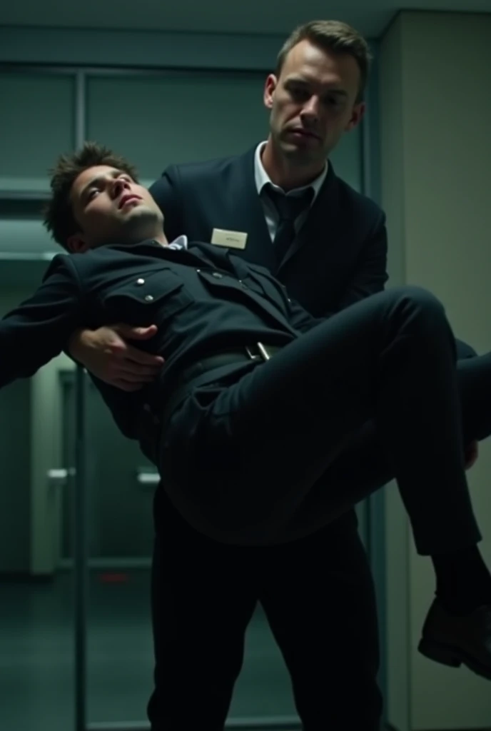 A video of a guard fainted and carried in his arms by another man and ...