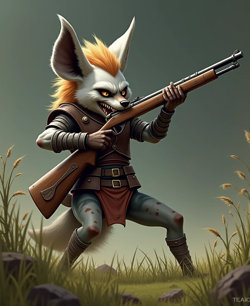 Hyper realistic, a stylized anthropomorphic hyena, positioned slightly ...