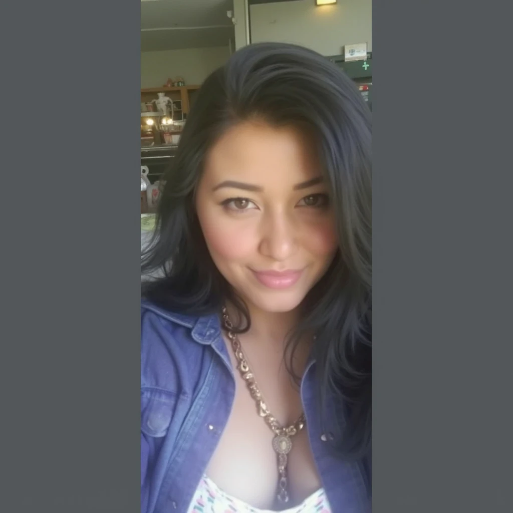 Red bikini top with black long hair - SeaArt AI