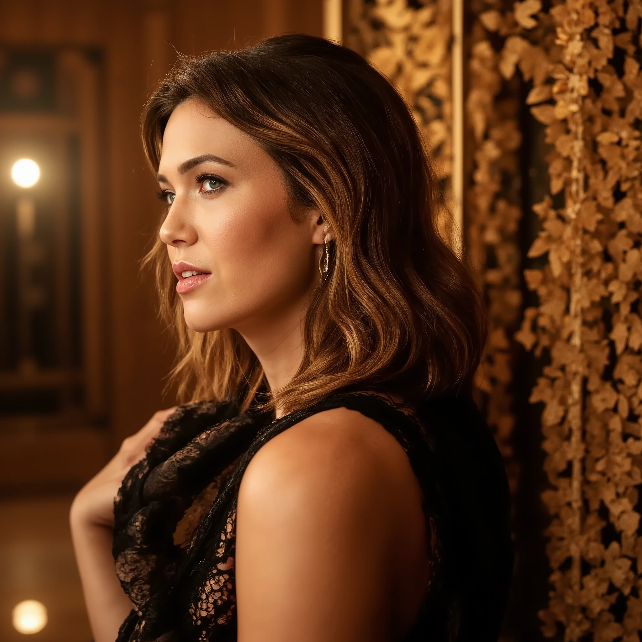 Arafed woman in a black dress standing in front of a wall - SeaArt AI