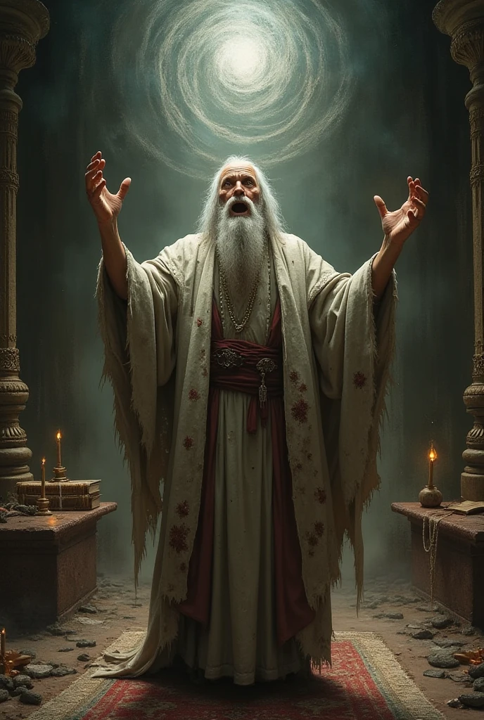 (Describe the priest summoning divine power despite his injuries ...