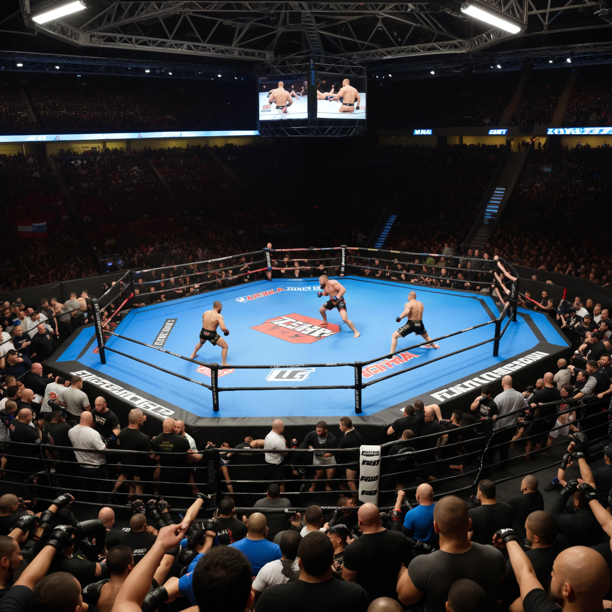 Arafed view of a boxing ring with a crowd of people - SeaArt AI