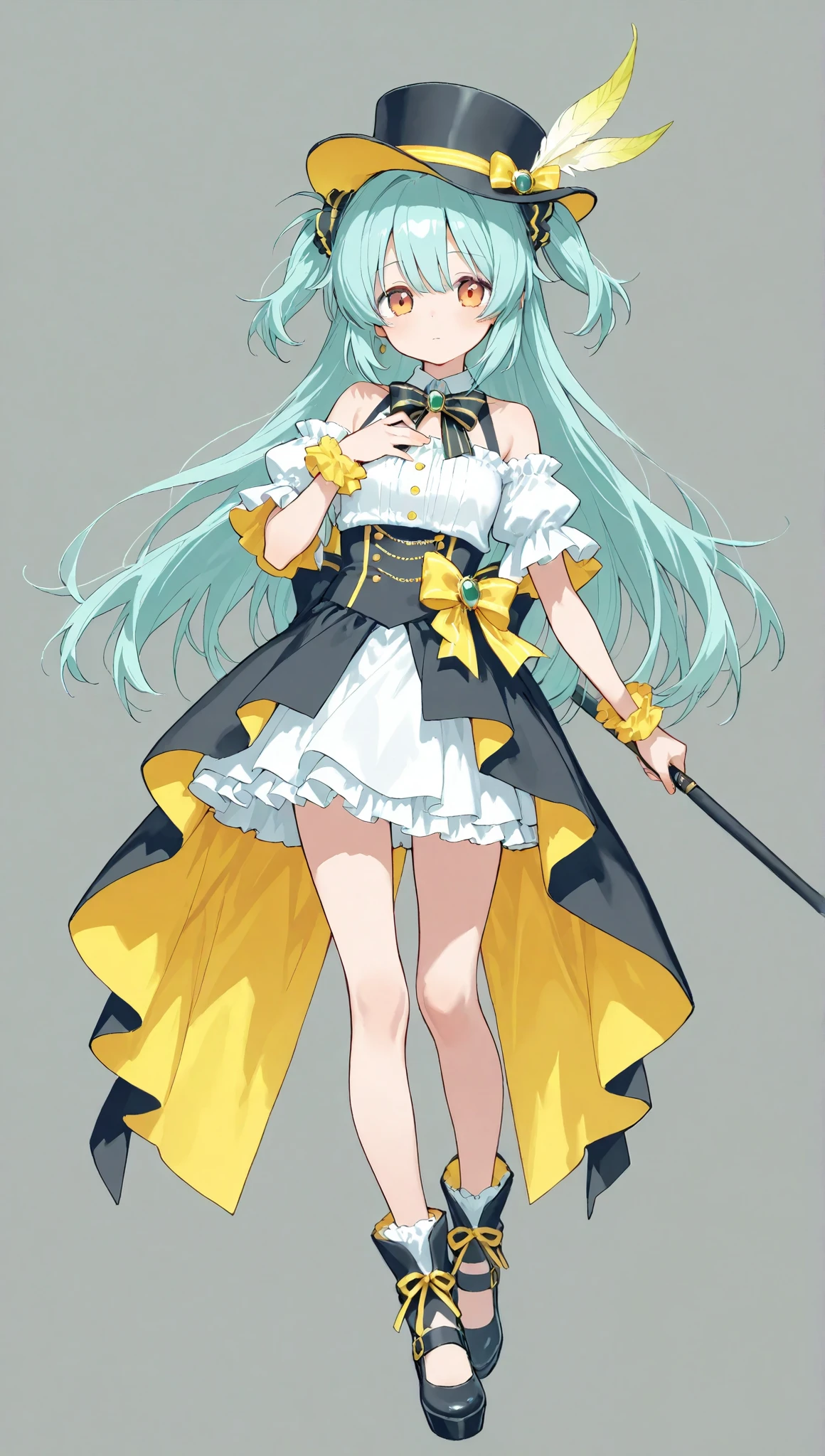 Anime girl with long blue hair and a top hat holding a wand - SeaArt AI