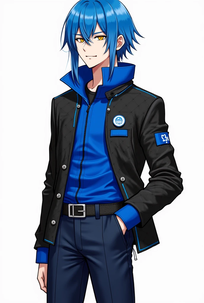 Idia is a tall young man with fair skin and bright blue hair - SeaArt AI