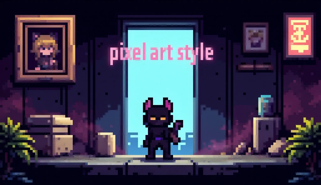 Pixel_art_style, text saying "Pixel Art Style" as a title in the center ...