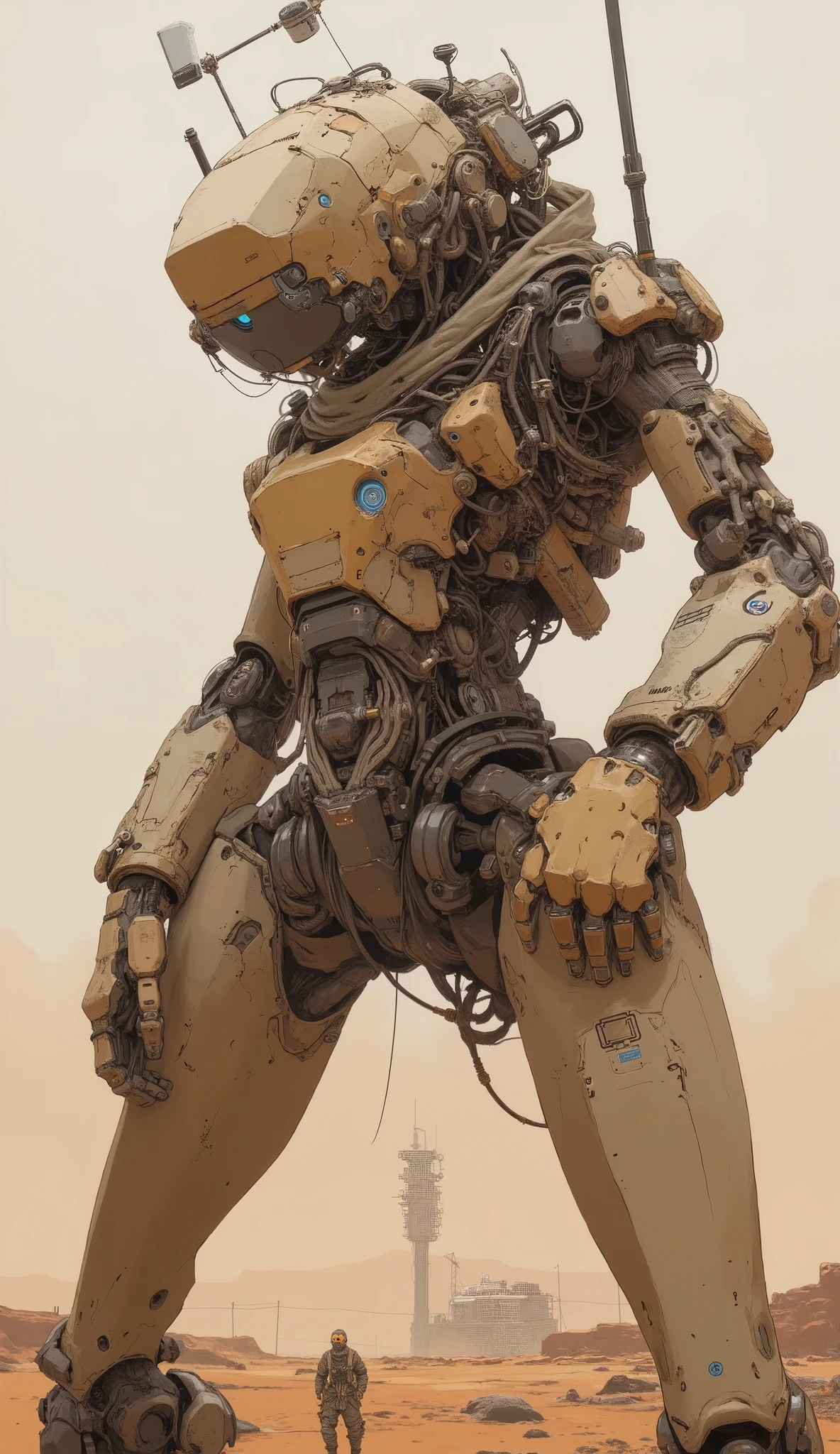 There is a robot that is standing in the desert - SeaArt AI