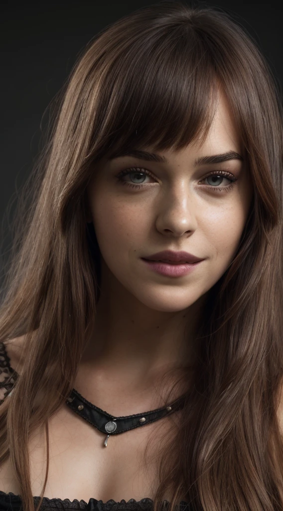 A woman with long red hair and a cape is standing in front of a crowd ...