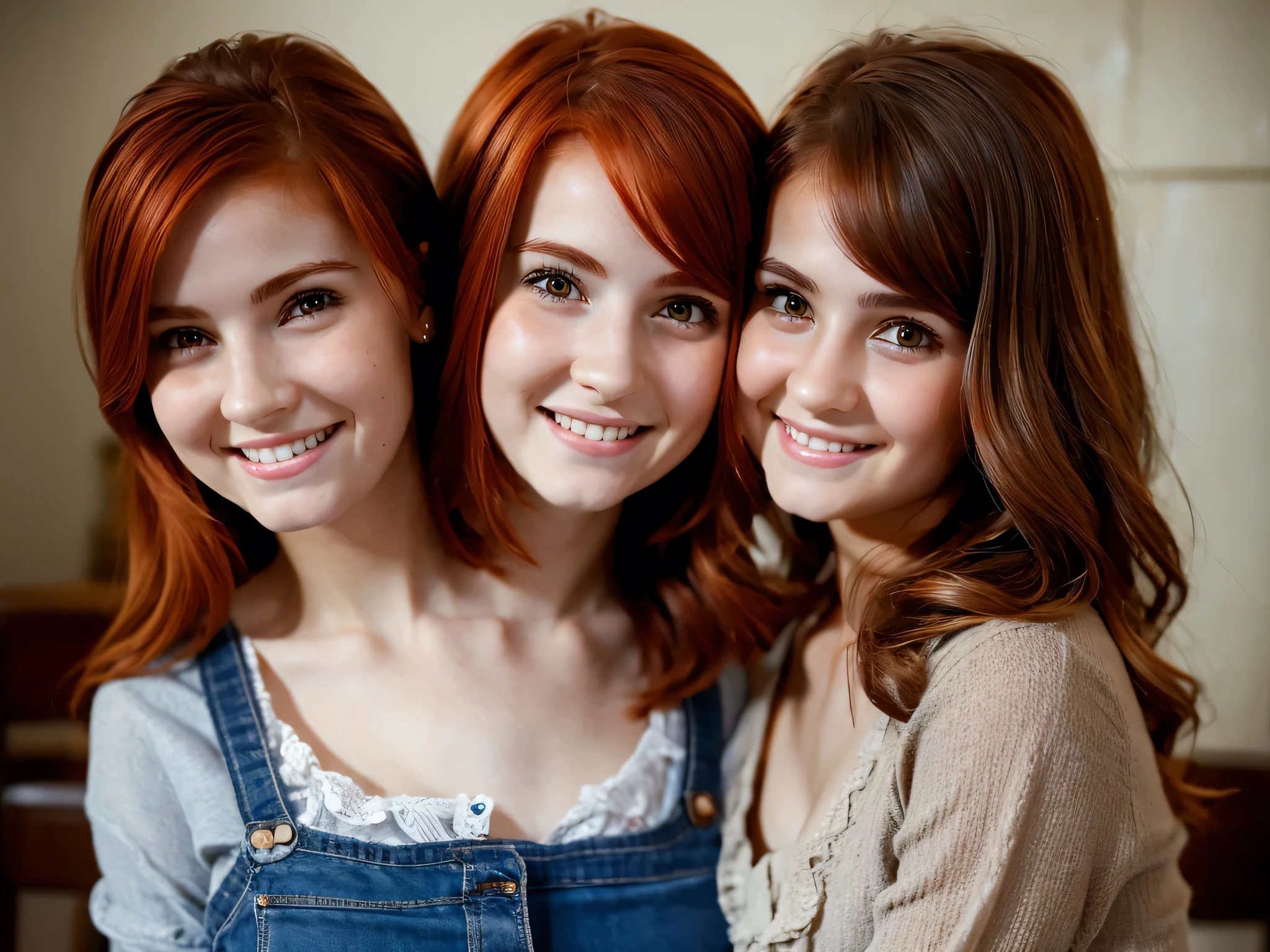 There are three girls that are posing for a picture together - SeaArt AI