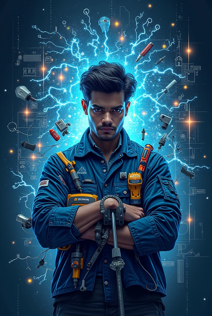 Create a logo with electrical tools and equipment with electricity and ...
