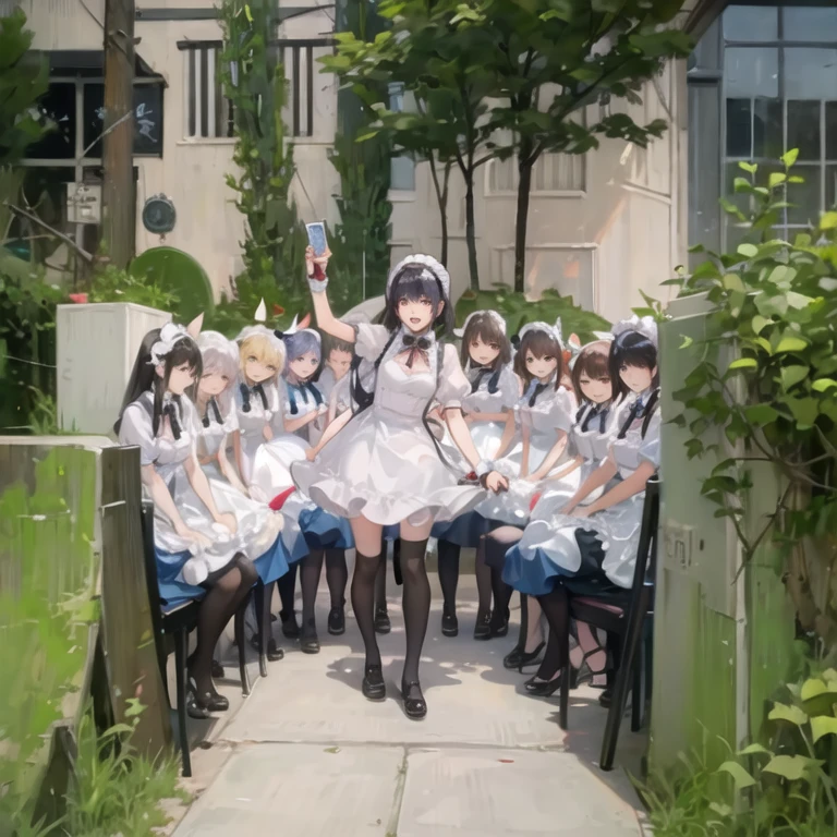 (Future 2077) Directional lens Otherworldly，Maids line up at the door ...