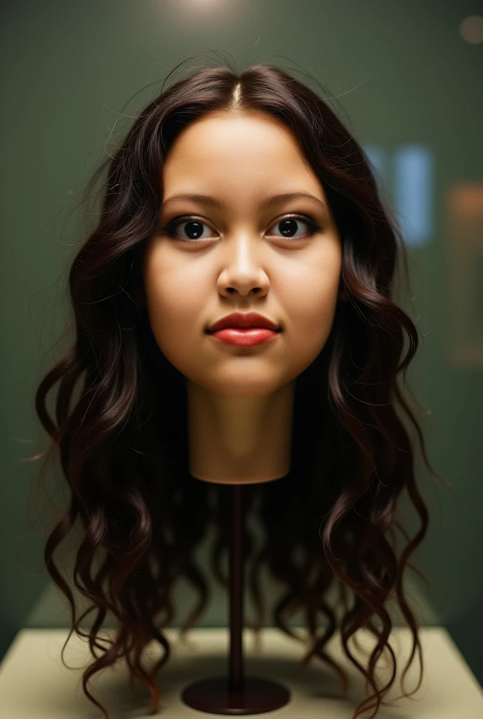 Some heads of beautiful women with no neck show a little blood under ...