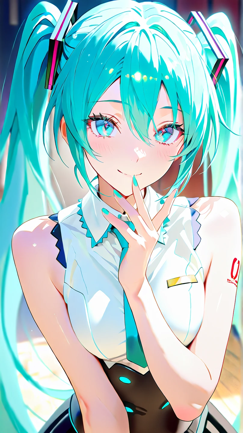 "A highly detailed 3D rendering of Hatsune Miku, featuring her ...