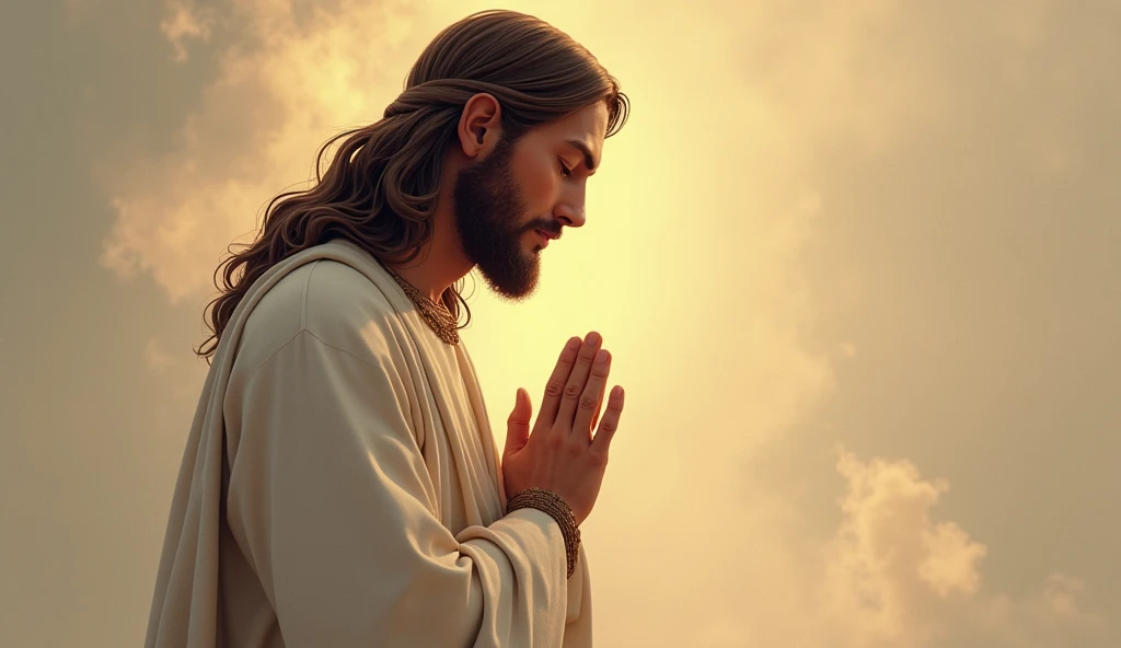Uma ilustração de Jesus Cristo In a prayer position. make sure the ...