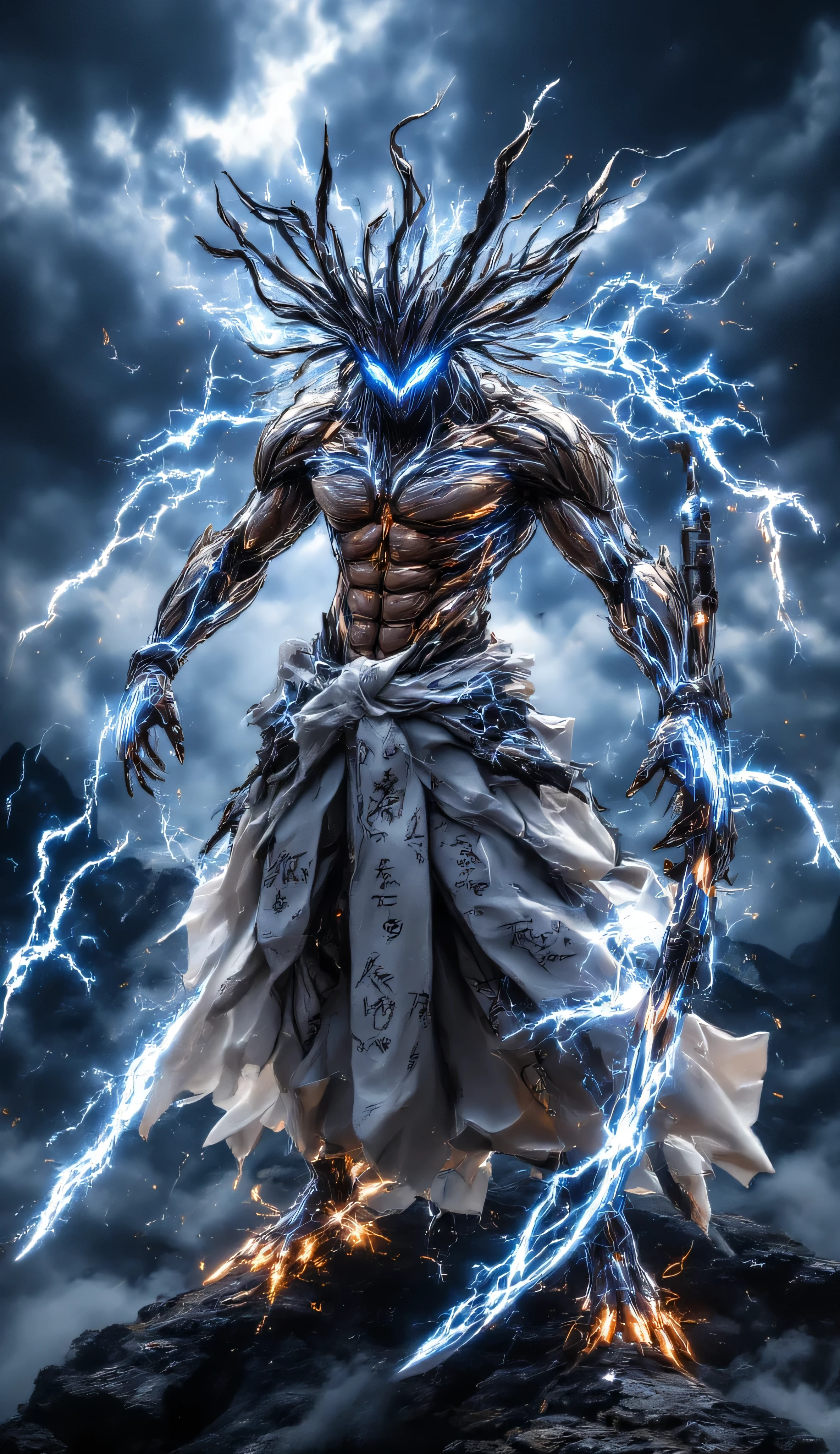 A close up of a person with a lightning in their hand - SeaArt AI