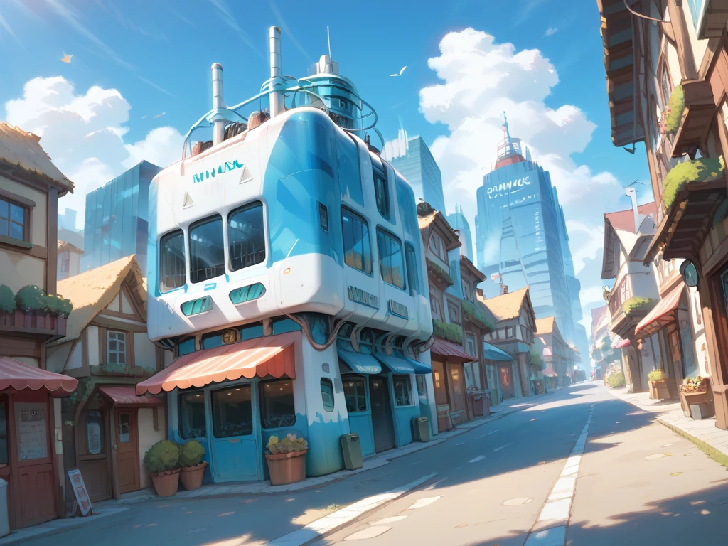 high quality,((unmanned:1.9)),The town seen from a pretty high place ...