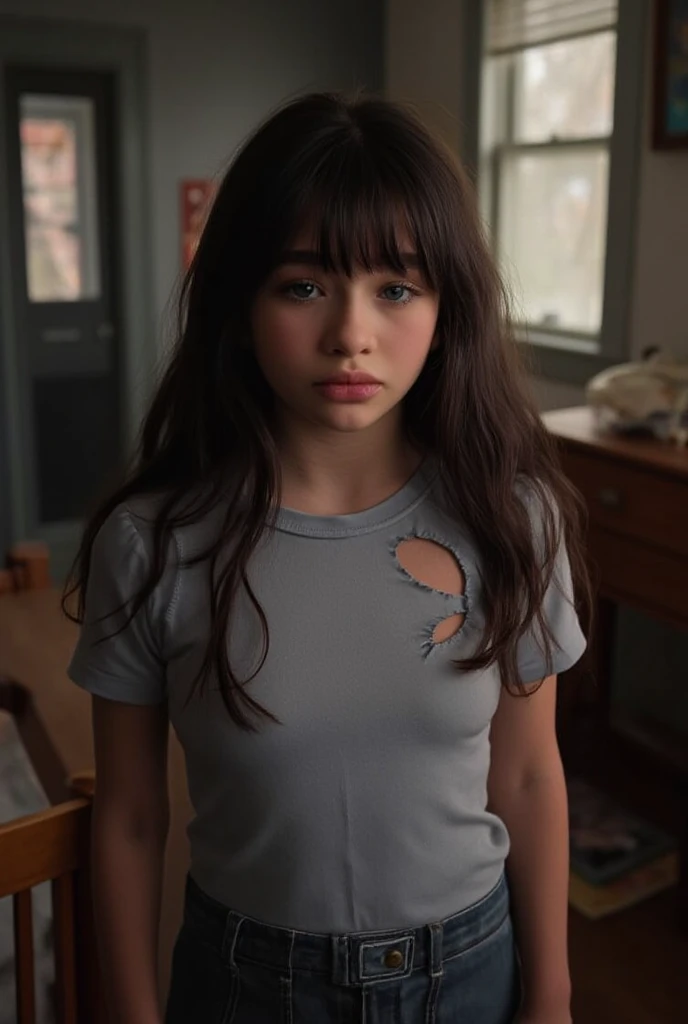 Malina as violet baudelaire aged 14. Nikon camera lens. Top torn up ...