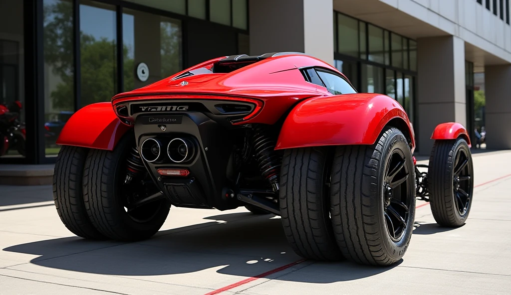 "A highly realistic back view of a 2026 Can-Am Ryker 6x6 in a bold ...