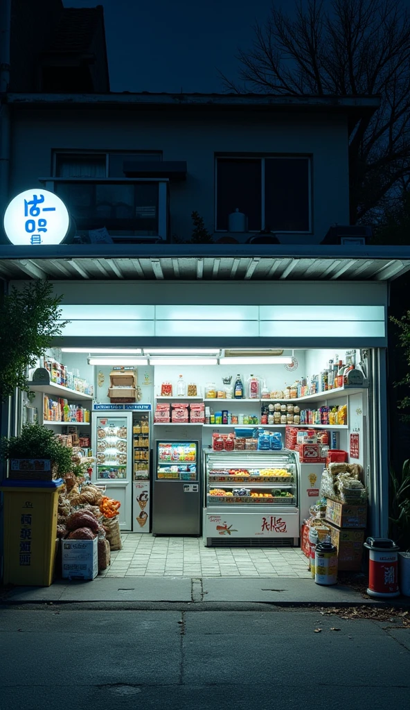 A night situation. Design interior of mini Mart or mini market - SeaArt AI