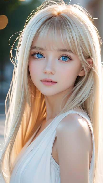 Blonde Hair Dancing In Strong Winds Interferes With Her Cute Innocent