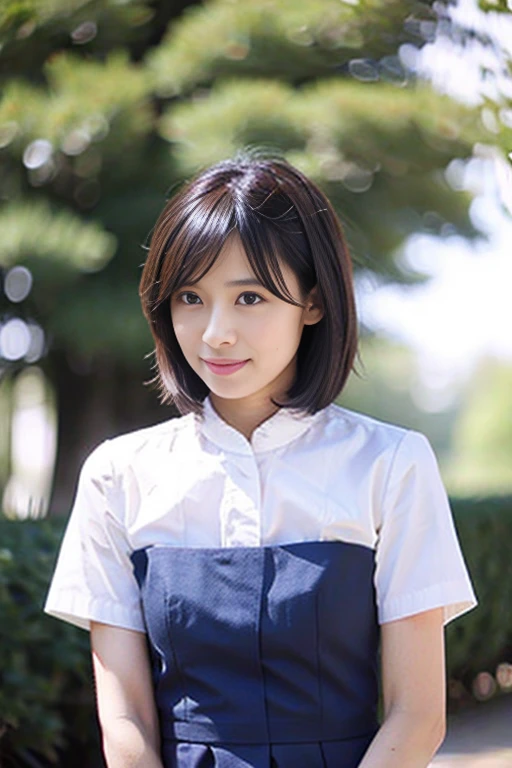 35 year old Japanese woman with short black hair、Open chest shirt and ...