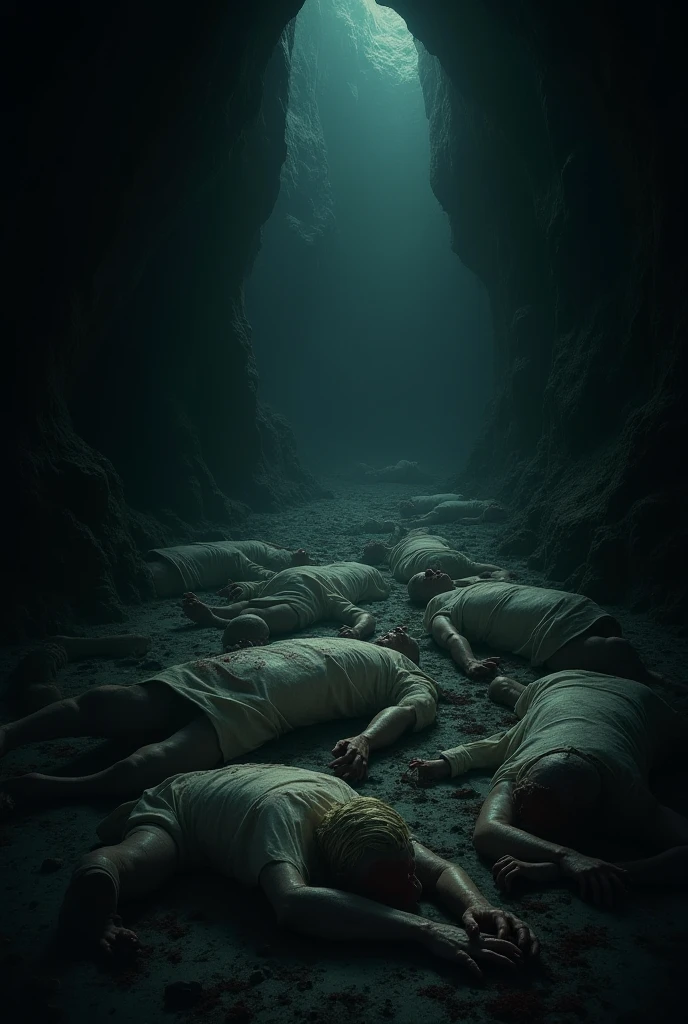 Dead bodies in a cave - SeaArt AI