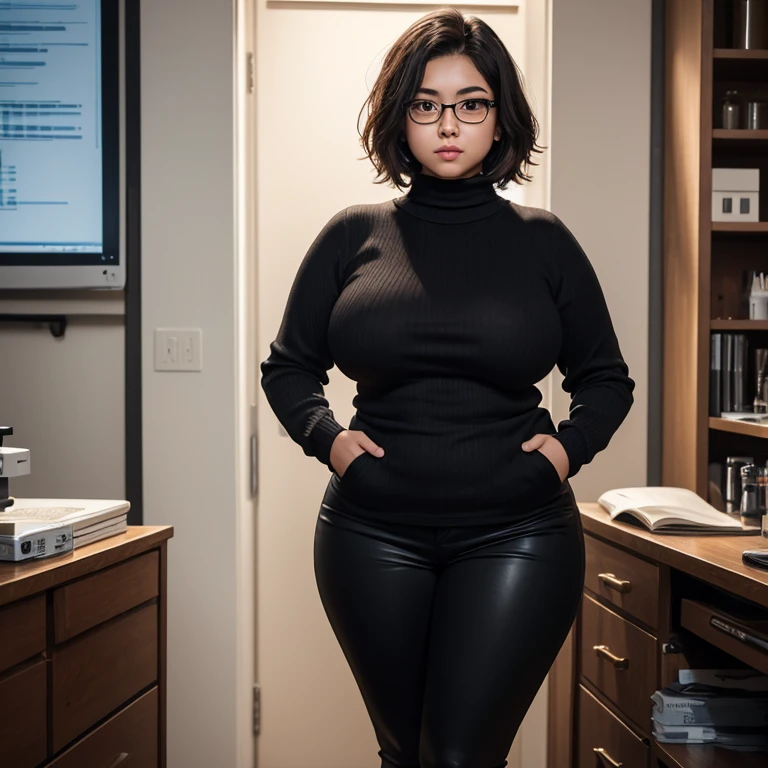 Timid short petite cute chubby raven nyuugao Mexican nerdy emo - SeaArt AI