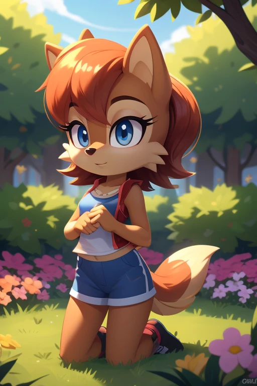 Girl Sally Acorn Squirrel Bonnie Shiny hair Detailed body Plain clothes ...