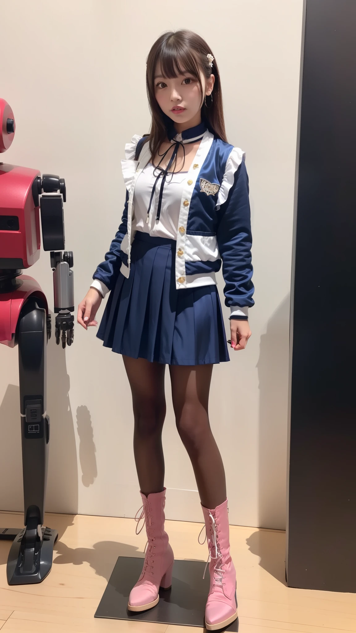 Araffe dressed in a sailor costume standing next to a robot - SeaArt AI