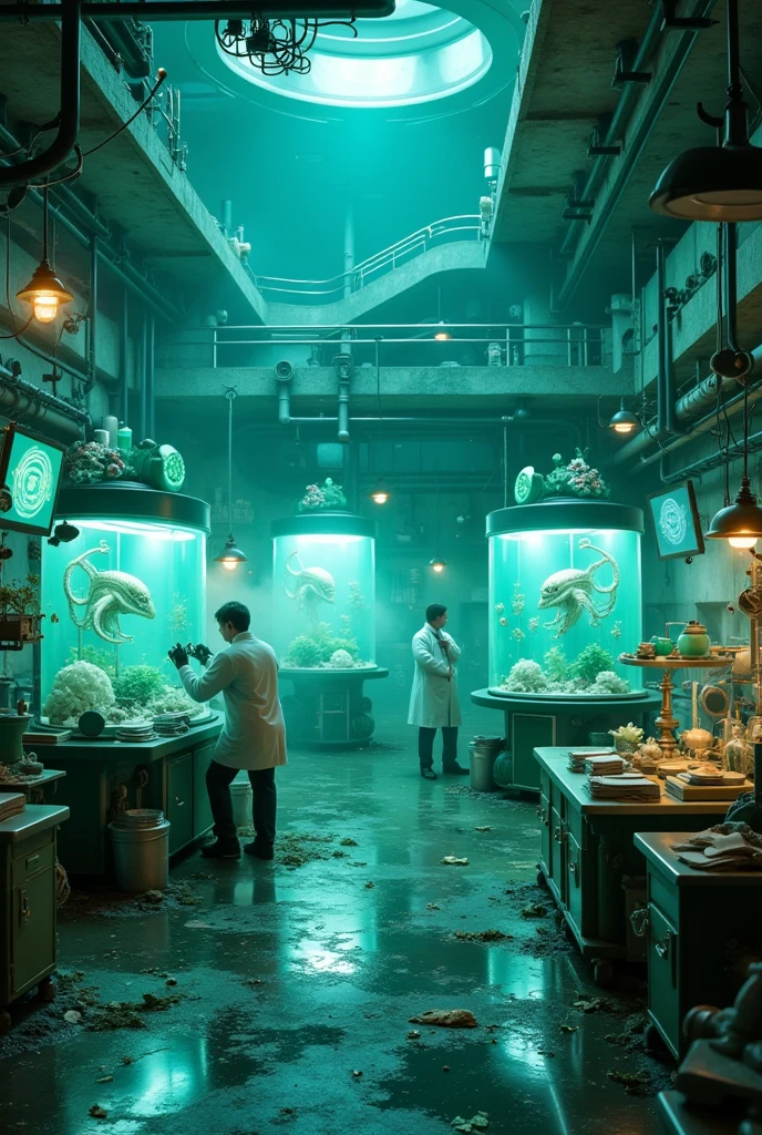 Secret Laboratory, Hidden Underground Facility, Dimly Lit with ...