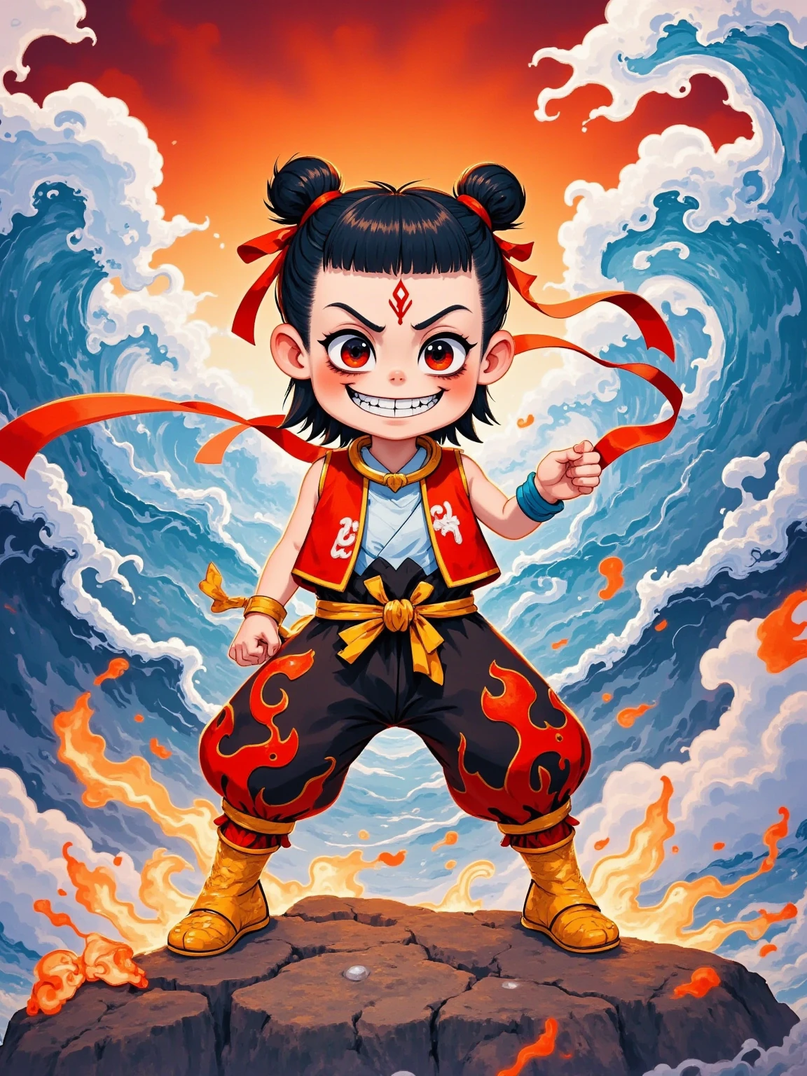 Aobing, Nezha, Nezha no Demon Boy Naohai， Movie Poster ， Deep dark ...