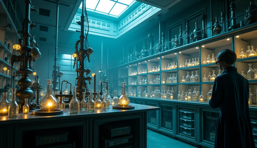 ( Masterpiece),( top quality),(High res),An unmanned laboratory with an ...