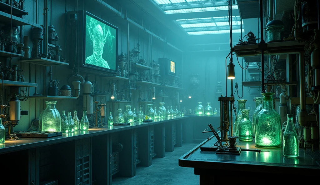 ( Masterpiece),( top quality),(High res),An unmanned laboratory with an ...