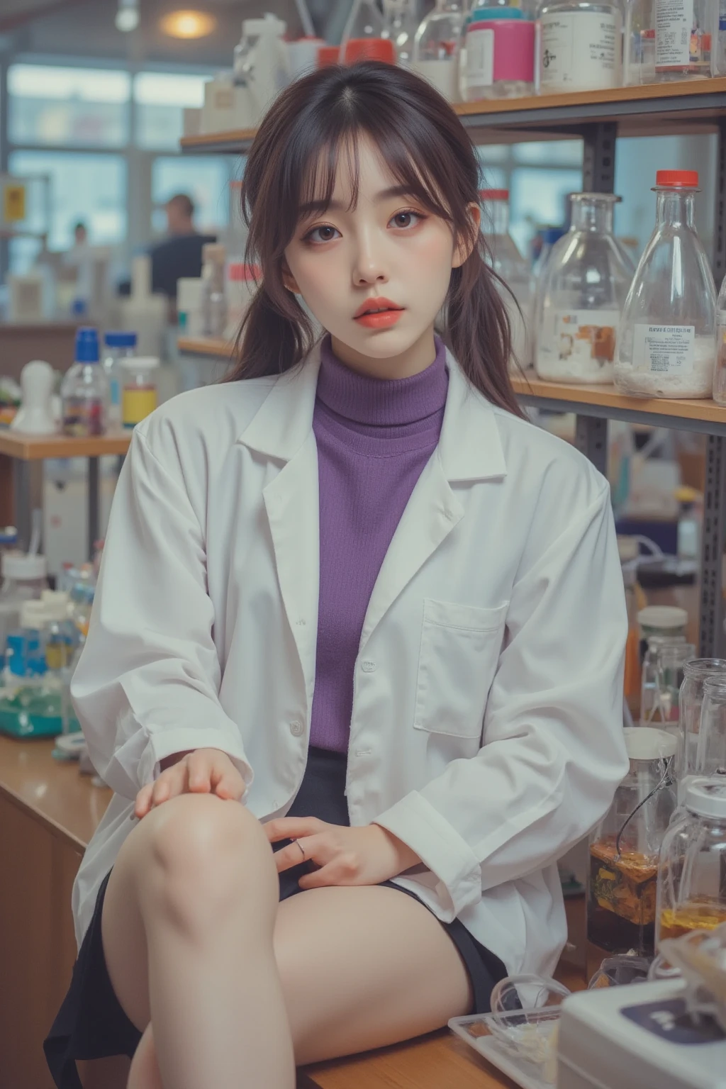 Beautiful woman、Different hairstyles、big breasts、((Women Scientist ...