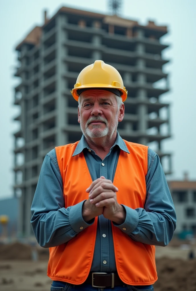 A picture of a civil engineer crying in front of a half-finished ...