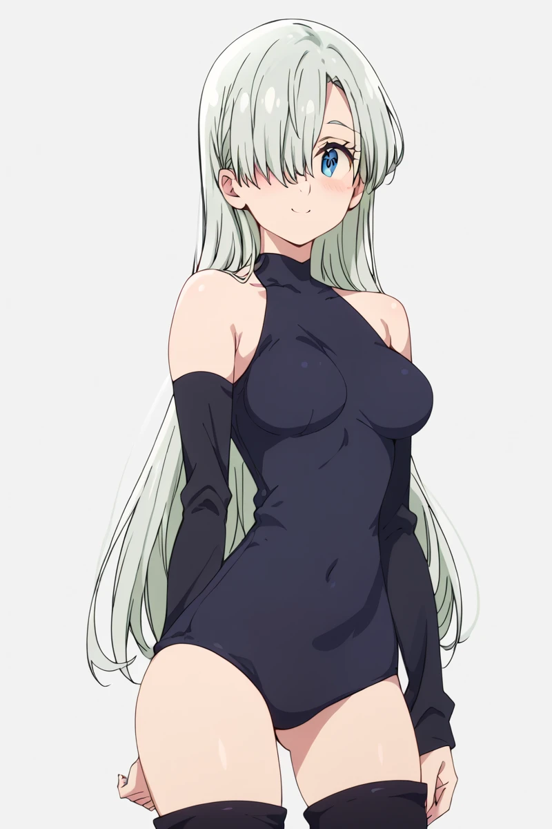 Simple background, nsfw, 1girl, elizabeth liones, solo, hair over one eye - SeaArt AI