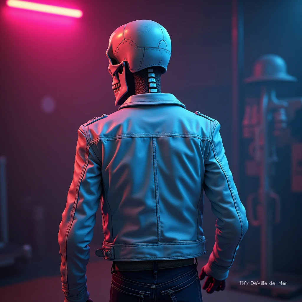 A striking 3d rendered comic book art style image of a vintage skeleton ...