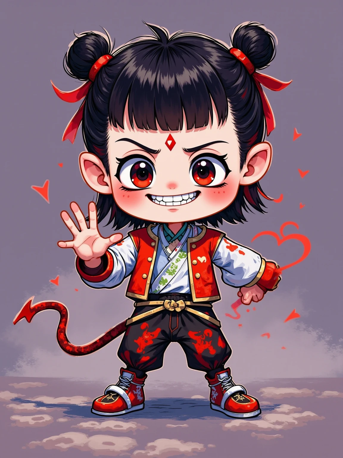 Full body portrait, Vision, simple background , Nacha's Demon Boy ...