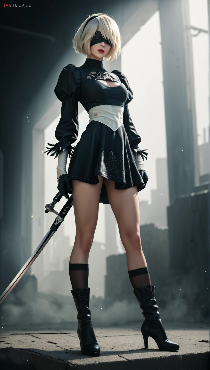 2B, Nier Automata. (best quality, Ultra-detailed), (realistic - SeaArt AI