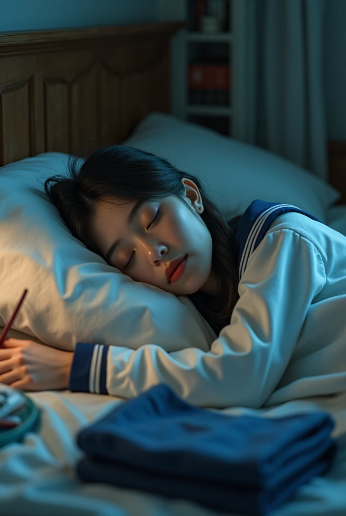 Make a woman sleeping wearing a class uniform and her dream was to be a ...
