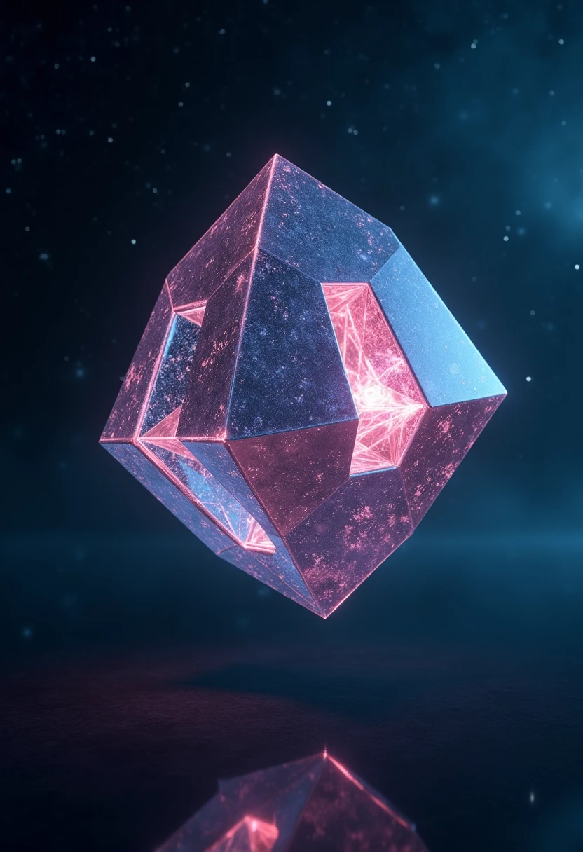 Geometric prismatic object in 20D format . White crystalline liquid ...