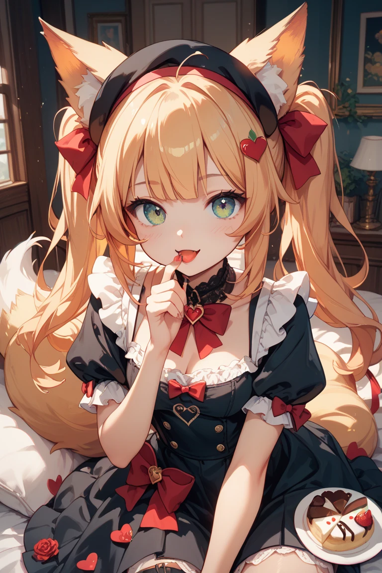 Fox Girl Loves Pudding Little Devil Twin Tails Yellow Cute - SeaArt AI