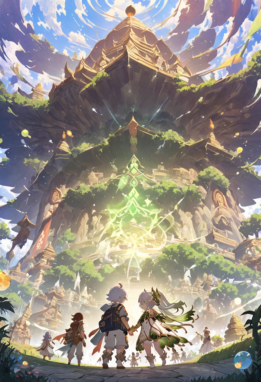 mural、 Fantastic、 anime style、 nahida（ Genshin）、Indian Temple、Overall ...