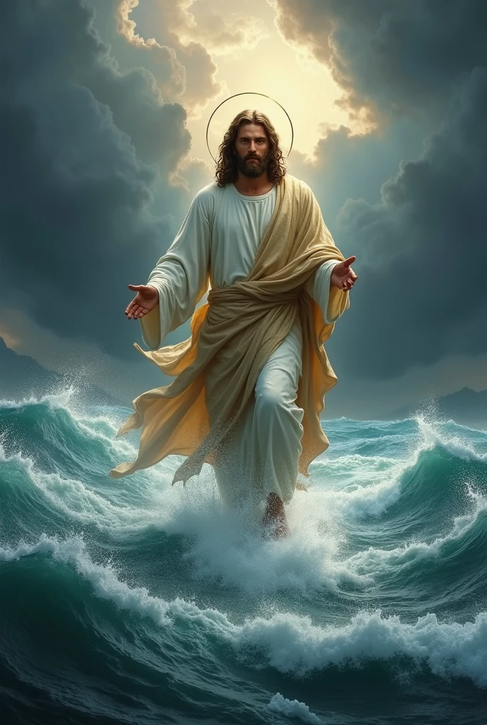 Jesus Christ Crossing the Sea - SeaArt AI