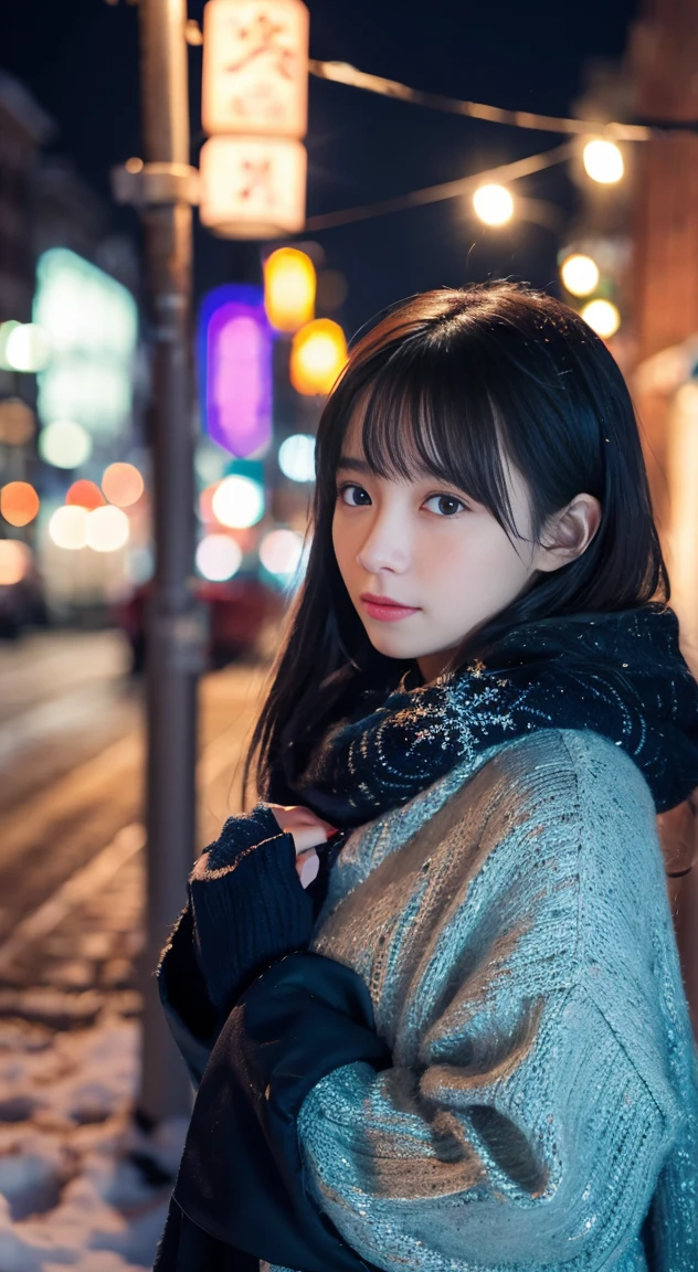 Hyper-realistic skin with subtle translucency, reflecting the cold air ...