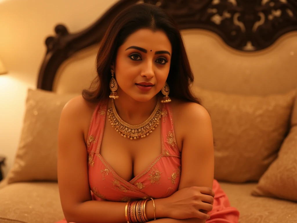 Hindu goddess rathi devi, waiting for sex on bed. Hot cleavage - SeaArt AI